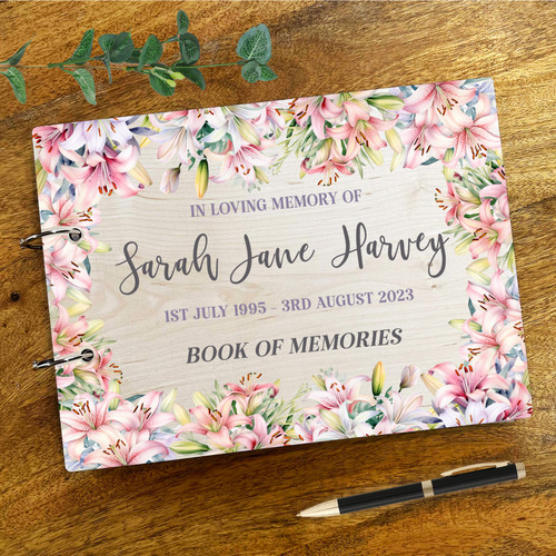 Pink Lilac Blue Lily Floral Memorial In Loving Memory Photo Album ...