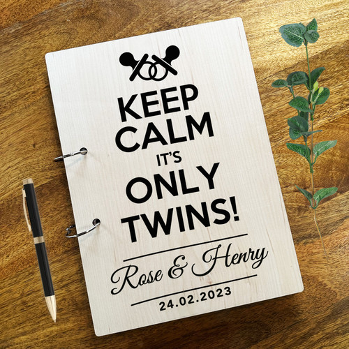 Wood Twins Keep Calm Photo Album Memories New Baby Keepsake Book - The ...