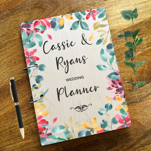 Wood Bright Floral Leaves Journal Scrapbook Organiser Wedding Day ...