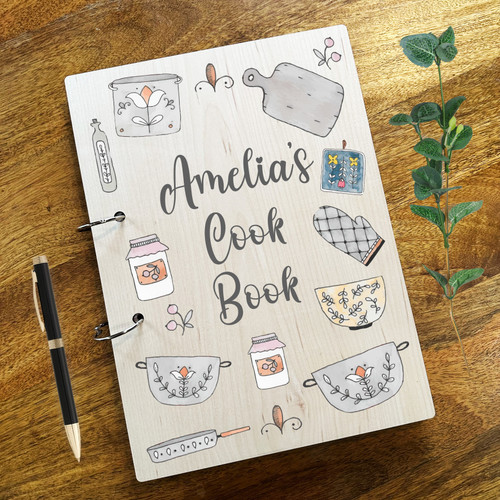 Wood Cook Book Kitchen Scrapbook Notes List Baking Cook Recipe Keeper ...