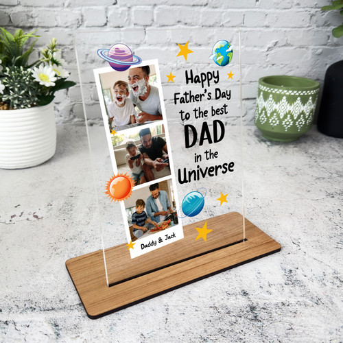 Fathers Day Gift Universe Planets Photo Personalised Acrylic Plaque ...