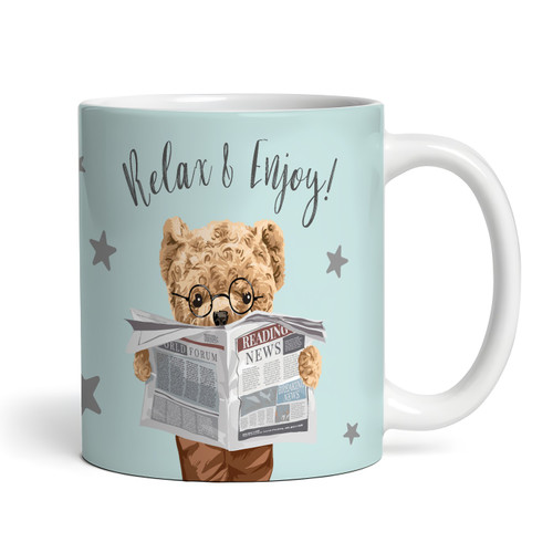 Happy Retirement Gift Bear Relax Photo Coffee Tea Cup Personalised Mug ...