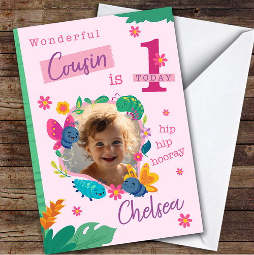 Cousin 1st Cute Insects Photo Custom Personalised Birthday Card - The ...