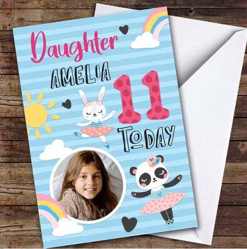 Dancing Animal Rainbow Photo Daughter 11th Custom Personalised Birthday ...