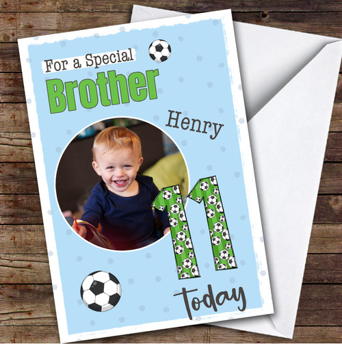 11th Brother Football Boys Custom Personalised Birthday Card - The Card Zoo