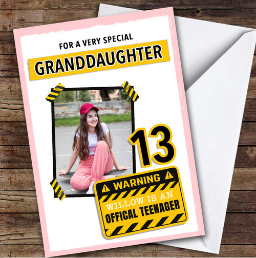 13th Granddaughter Warning Sign Photo Teenager Custom Personalised ...