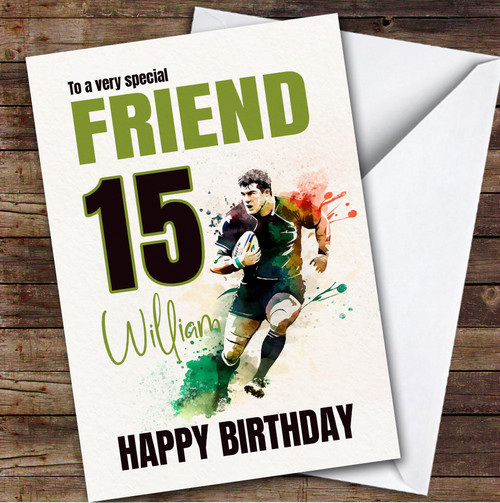 15th Friend Splash Rugby Player Teenager Custom Personalised Birthday ...