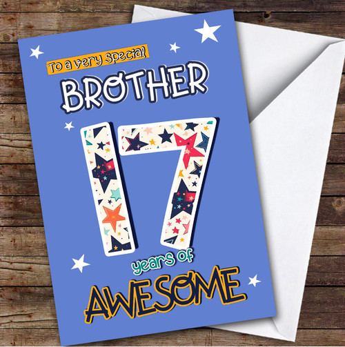 17th Brother Stars Teenager Boys Custom Personalised Birthday Card ...