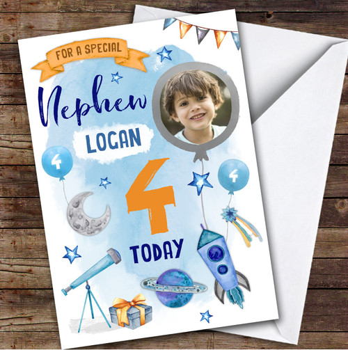 Boy's Space Rocket Astronaut Rocket Photo Nephew 4th Birthday ...