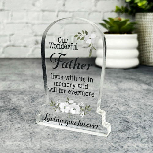 Father White Floral Gravestone Plaque Sympathy Gift Keepsake Memorial ...