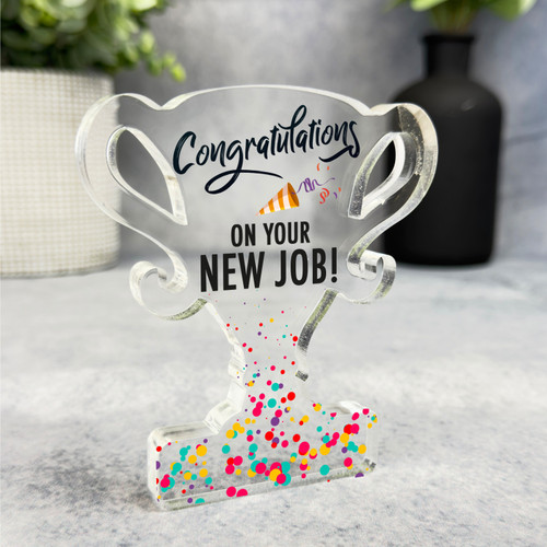 Congratulations On Your New Job Present Confetti Trophy Plaque Keepsake ...