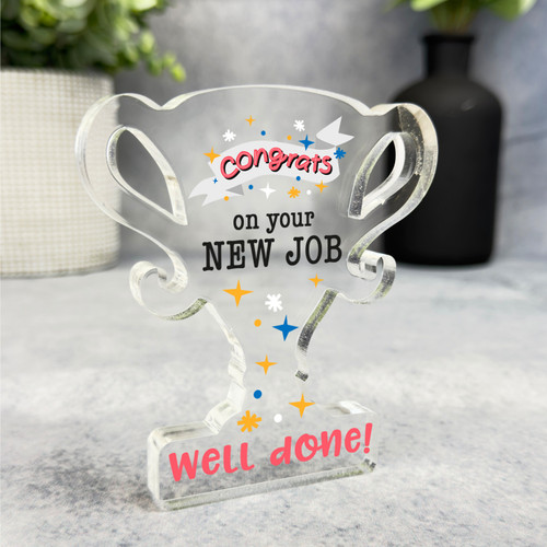 Congratulations On Your New Job Present Well Done Trophy Plaque ...