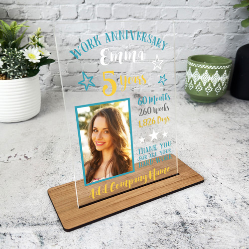 5 Years Service 5th Anniversary Star Photo Details Gift Employee Custom ...