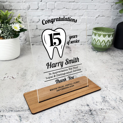 Dentistry 15 Years Service 15th Anniversary Tooth Gift Employee Custom ...