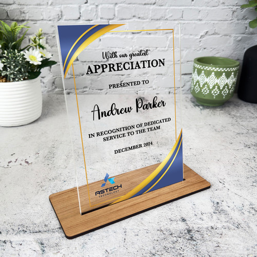 Gold Blue Appreciation Award Thank You Gift Employee Colleague Or Team ...