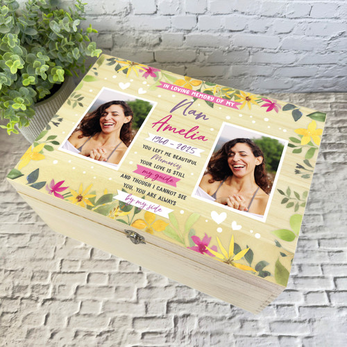 Nan Memorial Flower Photo Personalised Storage Wooden Memory Keepsake ...