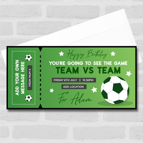 Any Football Event Football Match Team Personalised Surprise Ticket ...