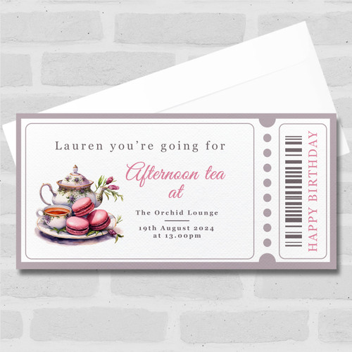 Teapot Going For Afternoon Tea Personalised Surprise Ticket Gift ...