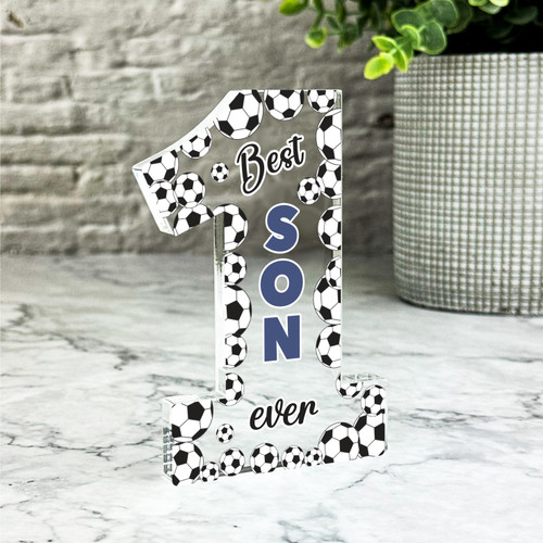 Gift For Best Son Football Balls Number One Award Keepsake Plaque ...