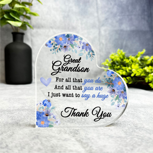 Gift For Great Grandson Thank You Blue Floral Butterflies Heart ...