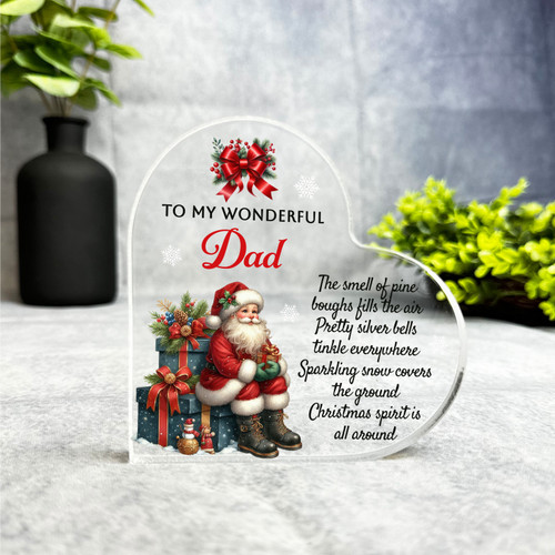 Gift For Dad Christmas Poem Santa Claus Side Heart Keepsake Plaque ...
