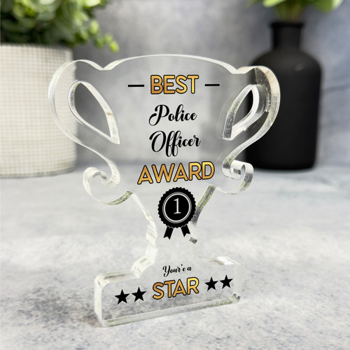 Gift For Best Police Officer No 1 Rosette Trophy Keepsake Plaque ...