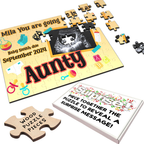 Aunty Pregnancy Announcement Gift Baby Scan Photo Custom Wood Jigsaw ...