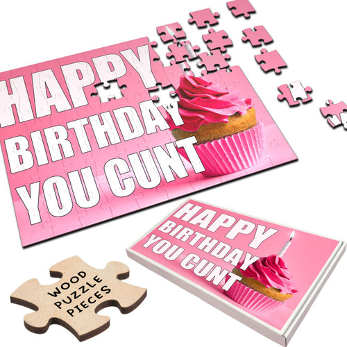 Funny Rude Birthday Gift Cupcake Pink You Cunt Personalised Wooden ...