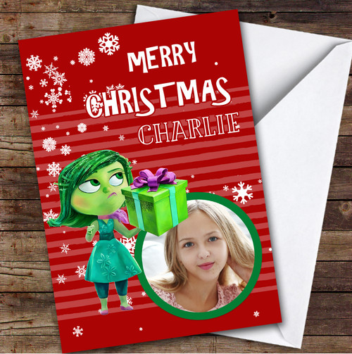 Inside Out Disgust Green Photo Custom Kids Personalised Christmas Card ...