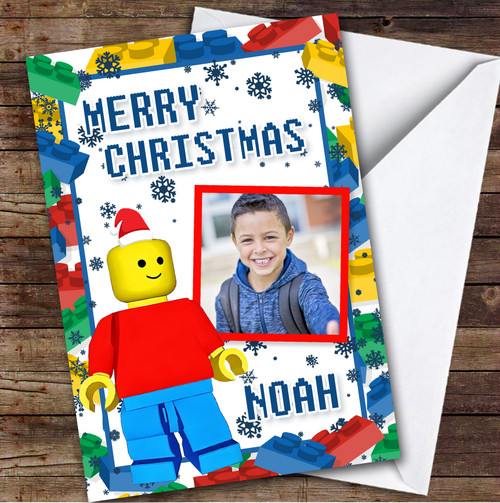 Lego Blocks Frame Boy Photo Custom Kids Personalised Christmas Card ...