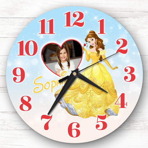 Disney Princess Belle Personalised Gift For Kid's Bedroom Clock - The ...