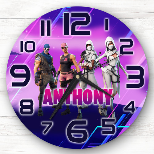 Fortnite Personalised Gift For Kid's Bedroom Clock - The Card Zoo