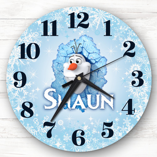 Frozen Olaf Personalised Gift For Kid's Bedroom Clock - The Card Zoo