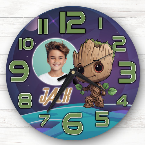 Superhero Groot Photo Personalised Gift For Kid's Bedroom Clock - The ...