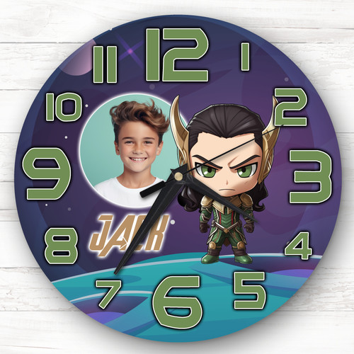 Superhero Loki Photo Personalised Gift For Kid's Bedroom Clock - The ...