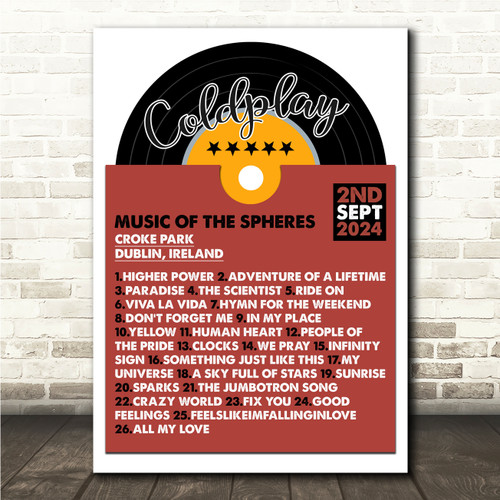 Coldplay - Concert Setlist Gig Poster Print Canvas Vinyl Record - Croke ...