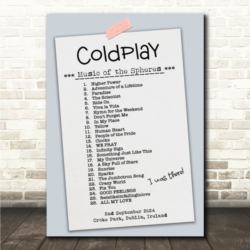 Coldplay - Concert Setlist Gig Poster Print Canvas Vintage Paper ...