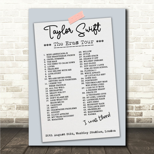 Taylor Swift - Concert Setlist Gig Poster Print Canvas Vintage Paper ...