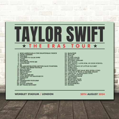 Taylor Swift - Concert Setlist Gig Poster Print Canvas Green Landscape ...