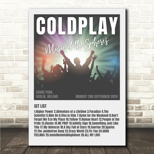Coldplay - Concert Setlist Gig Poster Print Canvas Music Concert ...