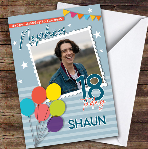 Personalised Nephew 18th Birthday Card Balloons Photo - The Card Zoo