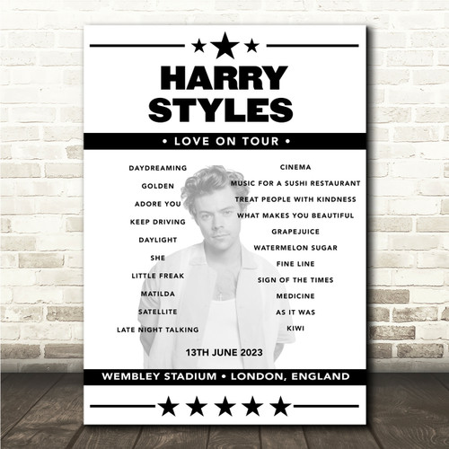 Harry Styles - Concert Setlist Poster Print Canvas - Wembley Stadium ...