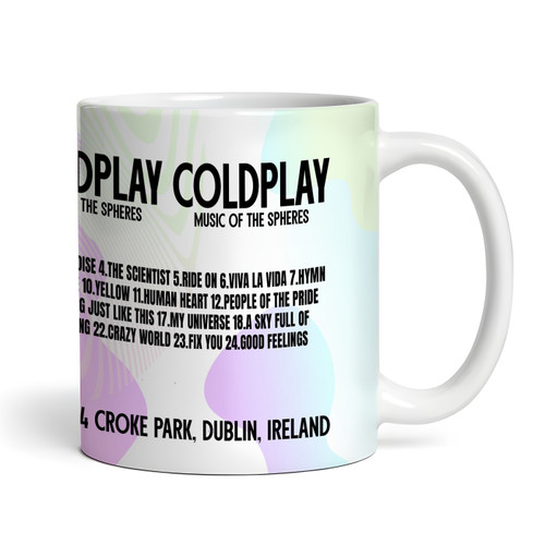 Watercolour Paint Coldplay Concert Setlist Gig Mug - Croke Park, Dublin ...