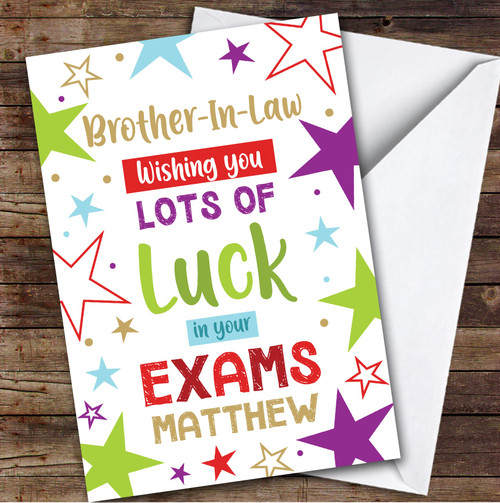 Personalised Good Luck In Exams Card For Brother-In-Law Bright Stars ...