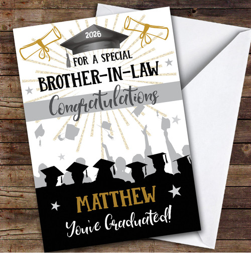 Personalised Graduation Card For Brother-In-Law Silhouette Hat - The ...