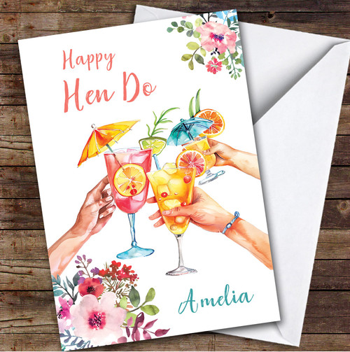 Personalised Hen Do Card For Anyone Cocktails Cheers - The Card Zoo