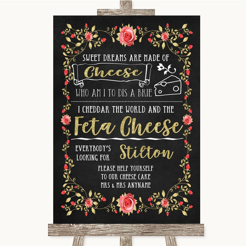 Chalk Style Blush Pink Rose and Gold Cheesecake Cheese Song Wedding ...