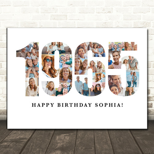 Photo Collage White Birthday Gift For Her 24-Photo Year 1965 Print Or ...