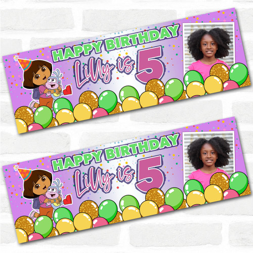 Personalised Party Banner For Kids Birthday Dora the Explorer Any Age ...