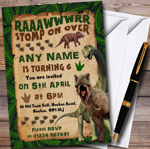 Scary Prehistoric Dinosaur Personalised Children's Birthday Party ...